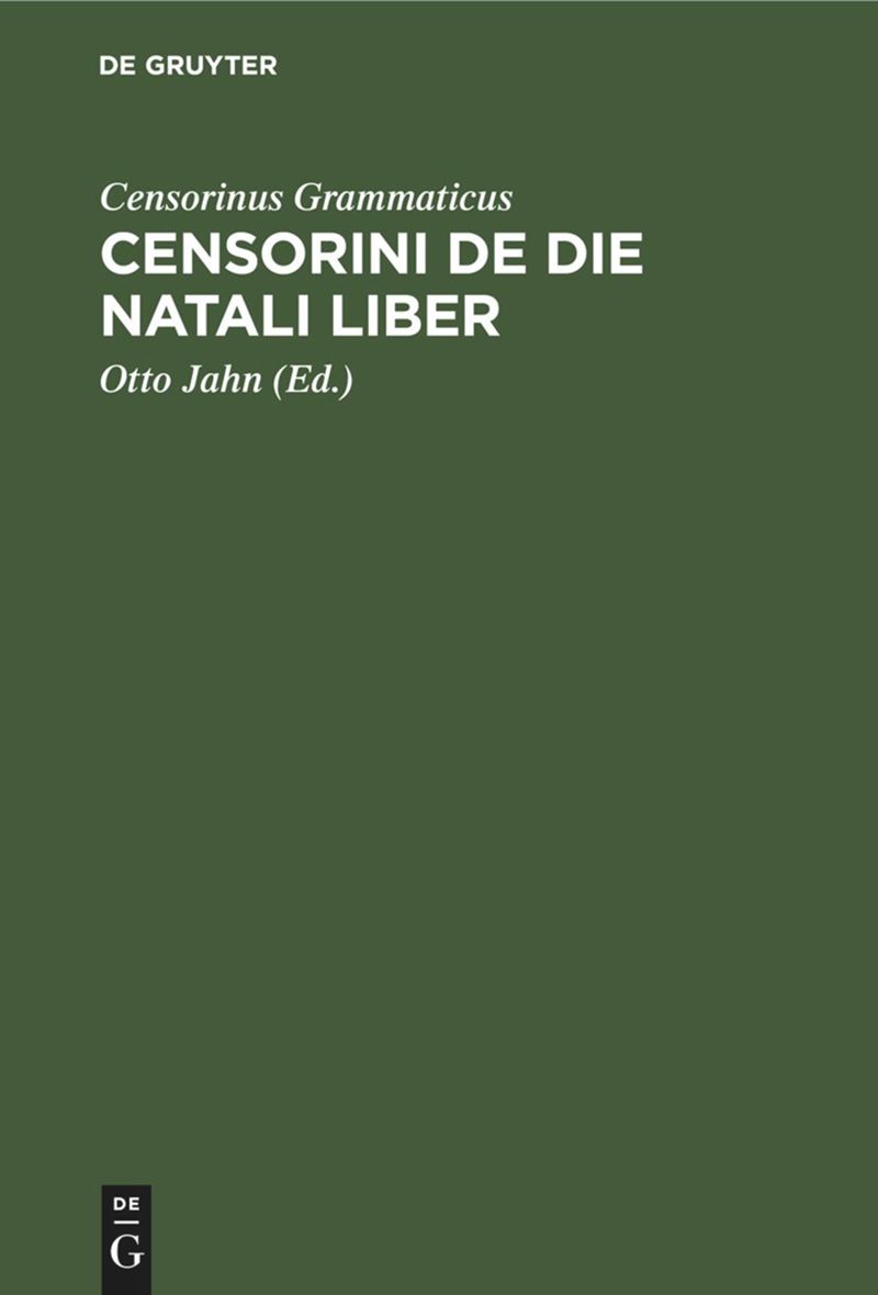 Censorini De Die Natali Liber