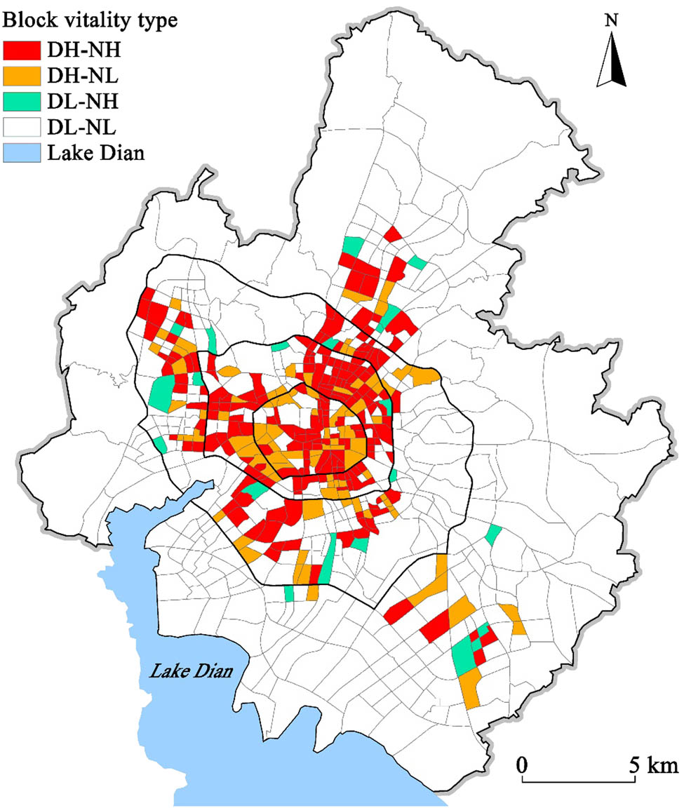 Differences in urban daytime and night block vitality based on mobile ...