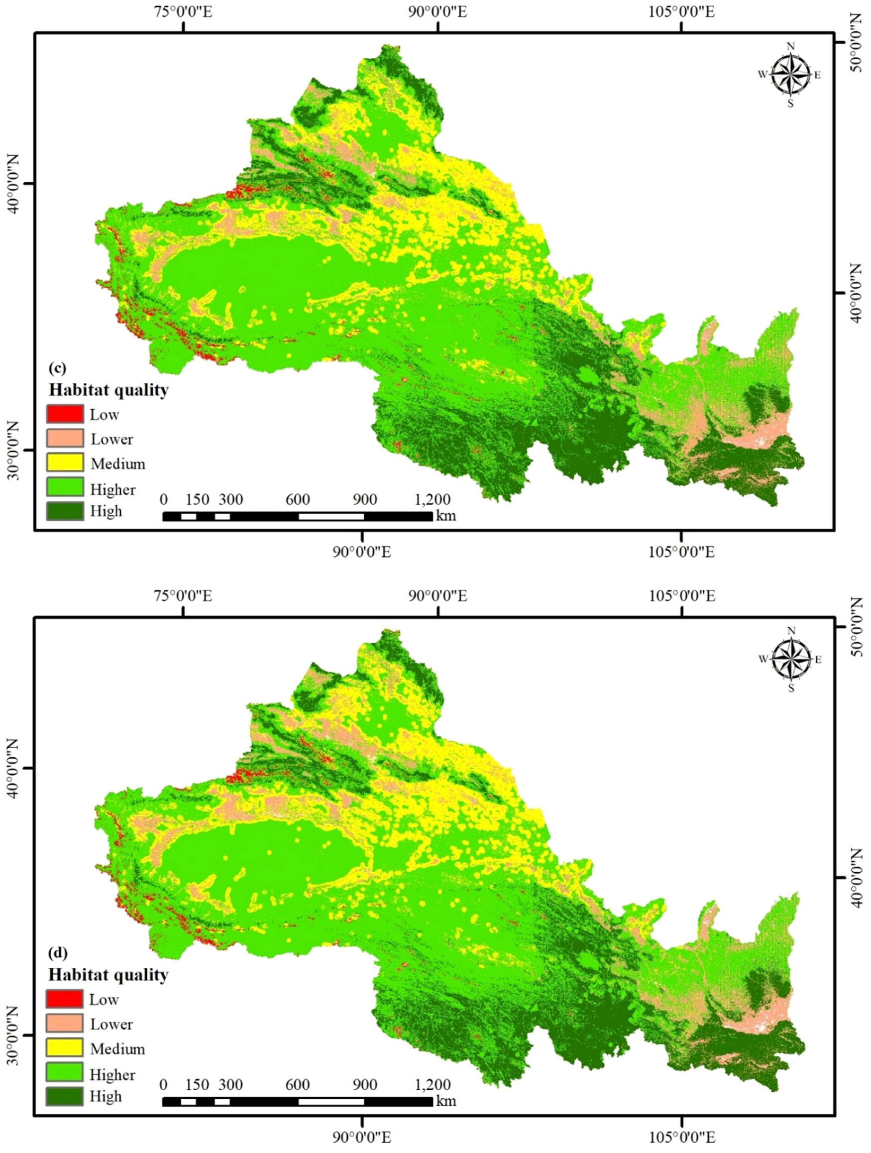 Spatial and temporal evolution of land use and habitat quality in arid regions – a case of ...