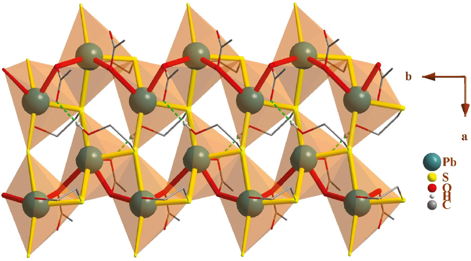 2D-Coordination polymer containing lead(II) in a hemidirected PbO4S3 ...
