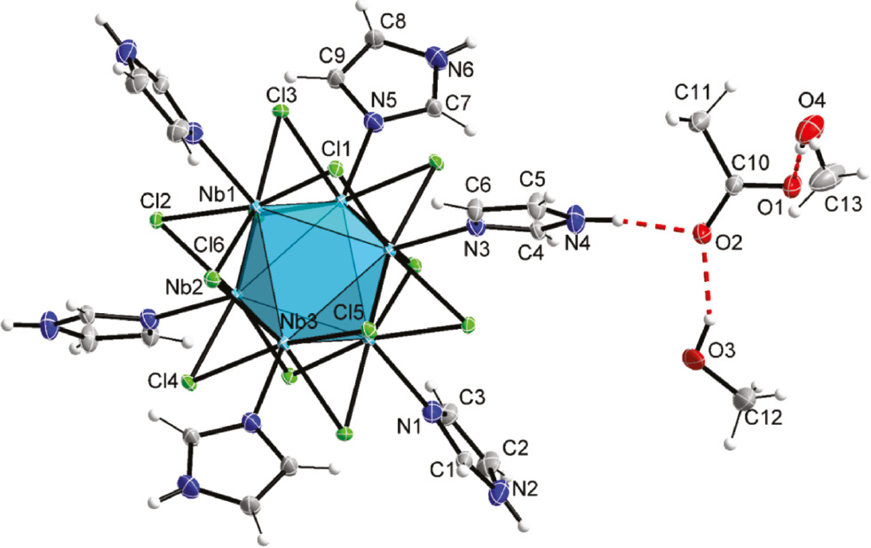 [Nb6Cl12(HIm)6](OAc)2·3MeOH – a hydrogen-bonded network of niobium ...